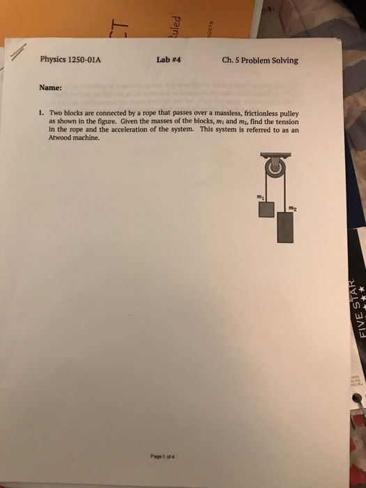 Solved Physics 1250-01A Lab #4 Ch. 5 Problem Solving Name: | Chegg.com