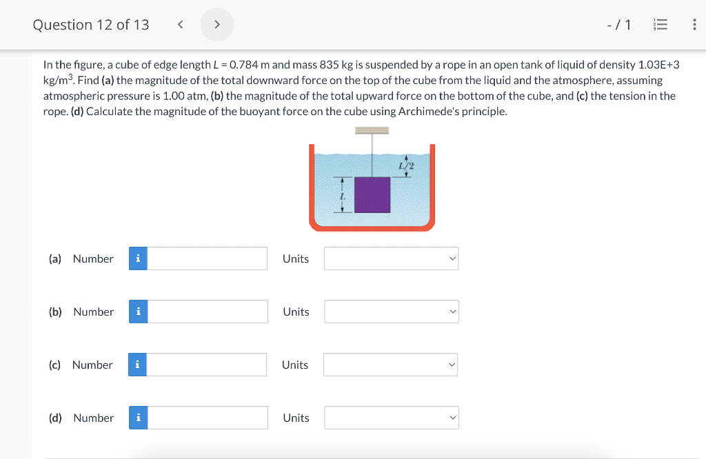 Solved In the figure, a cube of edge length L=0.784 m and | Chegg.com