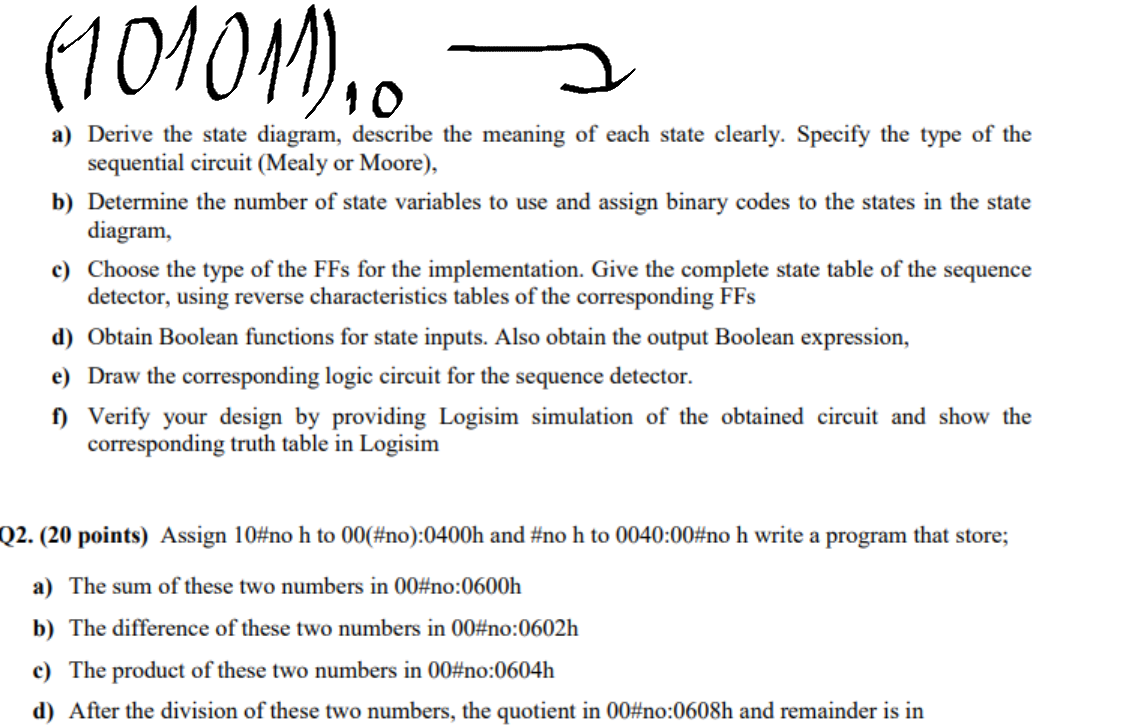 Solved 101011 ﻿is binary a) ﻿Derive the state diagram, | Chegg.com