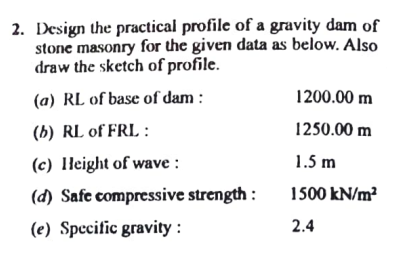 Solved 2. Design the practical profile of a gravity dam of | Chegg.com