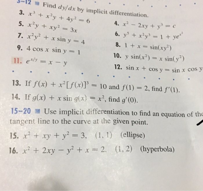 Solved 3-12 Find dy/dx by implicit differentiation. 9. 4 cos | Chegg.com
