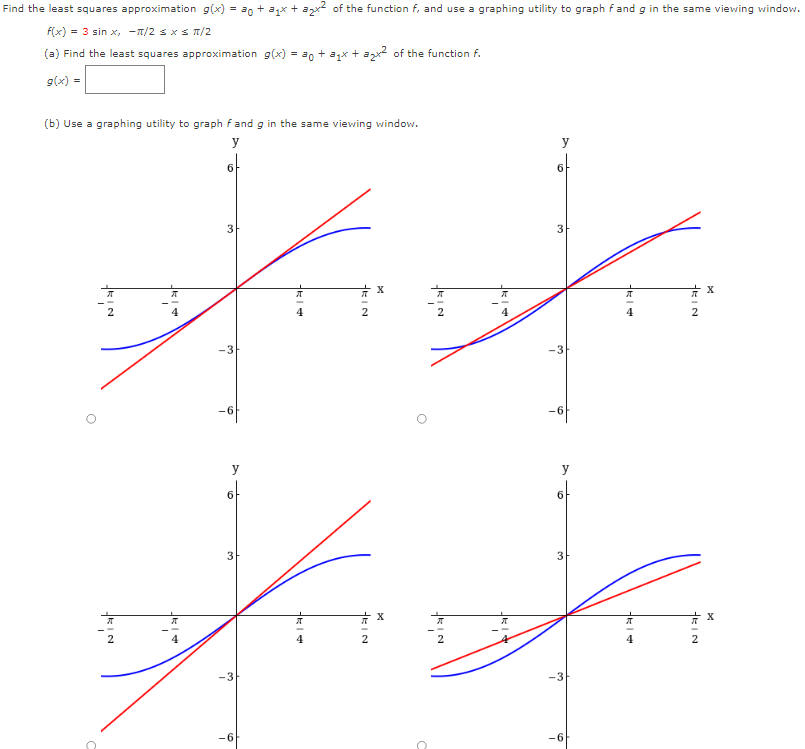 Solved ind the least squares approximation g(x)=a0+a1x+a2x2 | Chegg.com