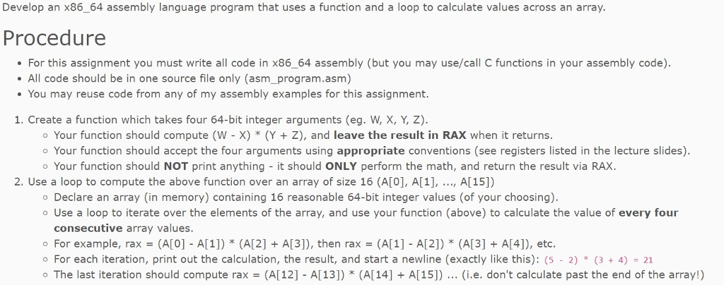Develop an x86_64 assembly language program that uses | Chegg.com