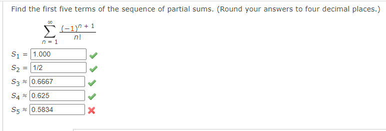 Solved Find the first five terms of the sequence of partial | Chegg.com
