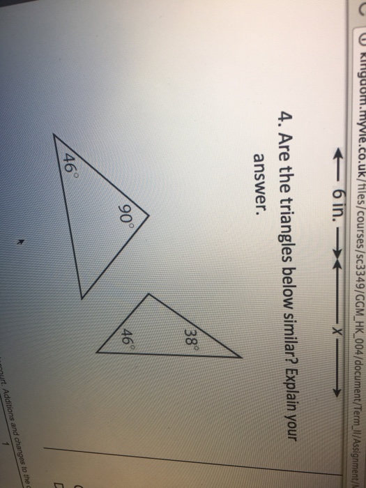 Solved Are the triangles below similar? Explain your answer. | Chegg.com