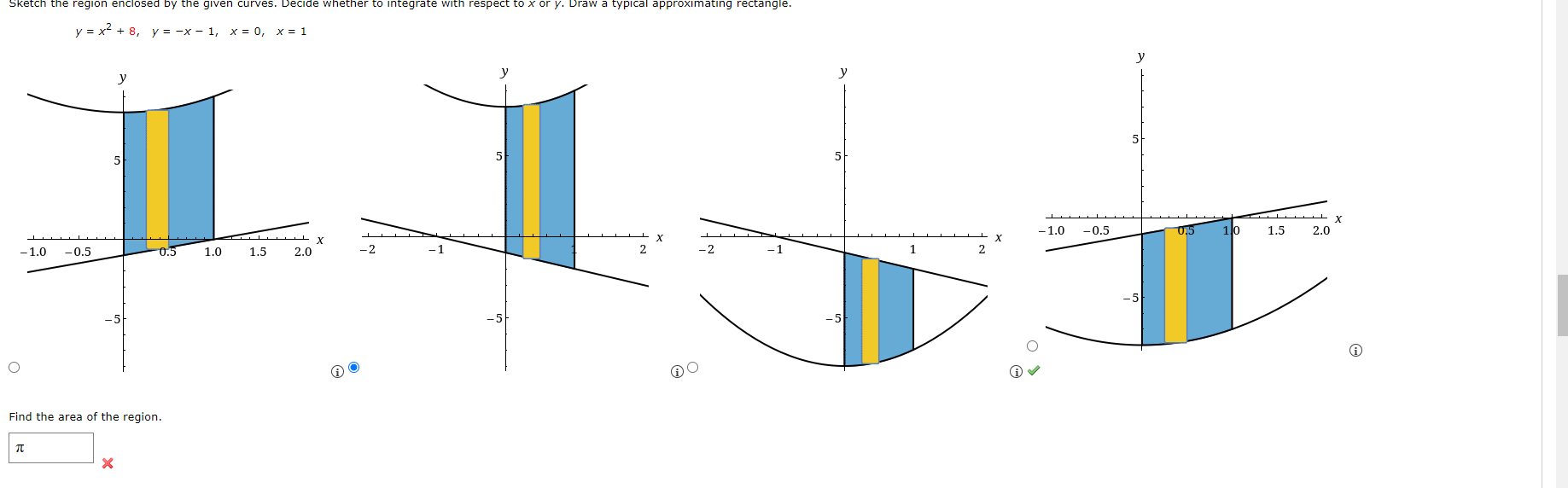 Solved Find the area of the region. X | Chegg.com
