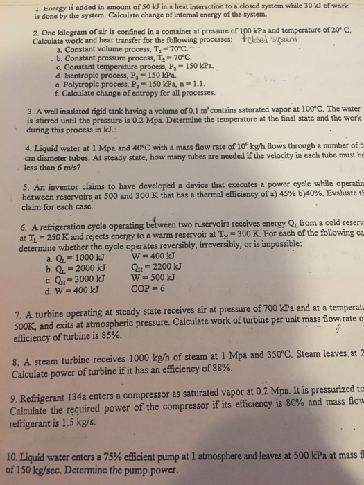 Solved One kilogram of air is confined in a container at | Chegg.com