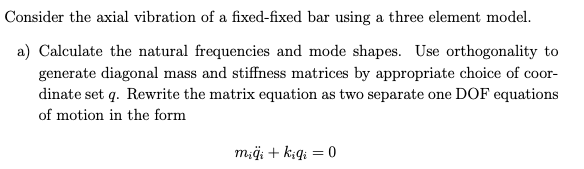 Solved Consider the axial vibration of a fixed-fixed bar | Chegg.com