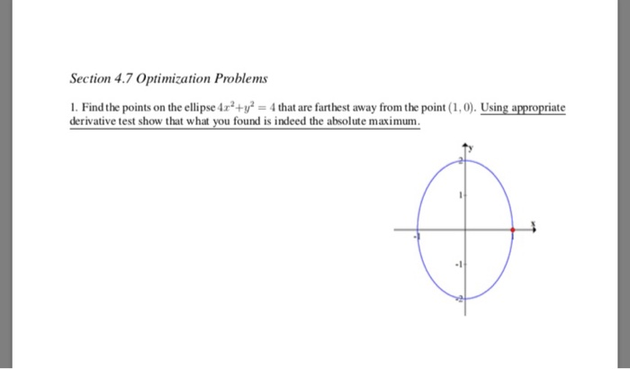 Solved Section 4.7 Optimization Problems 1. Findthe points | Chegg.com