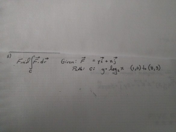 Solved Find Fdr given: F=yi+xj Path: C: y=log2x (2 is the | Chegg.com Solved Find Fdr given: F=yi+xj Path: C: y=log2x (2 is the | Chegg.com