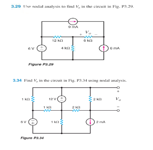 Solved 3.29 Use nodal analysis to find V, in the circuit in | Chegg.com