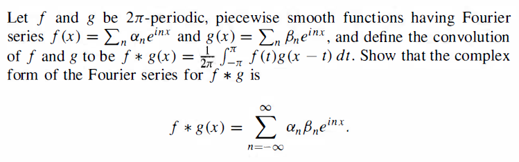 Solved Let f and g be 2π-periodic, piecewise smooth | Chegg.com
