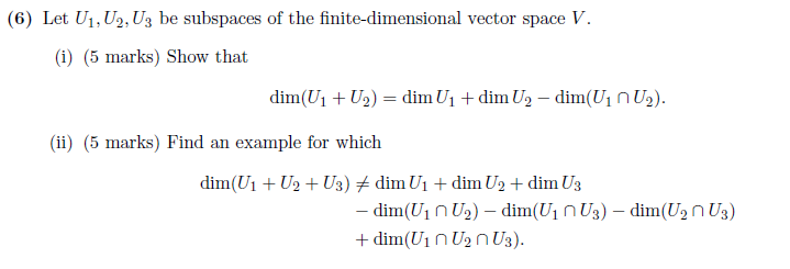 Solved (6) Let U1, U2, U3 be subspaces of the | Chegg.com