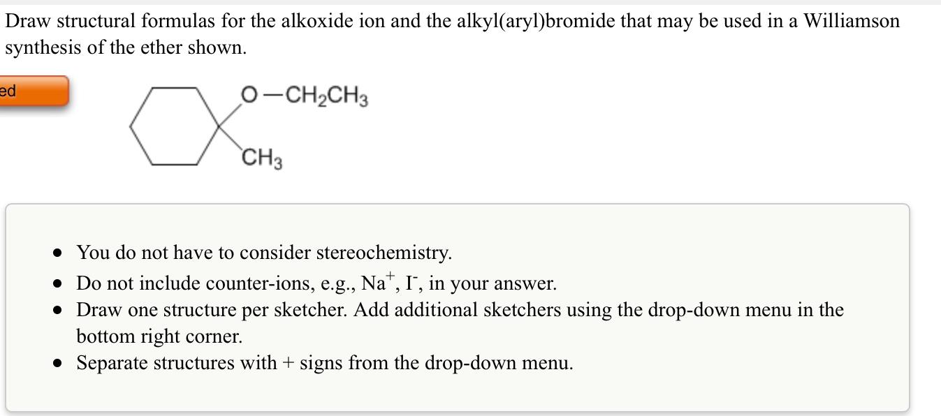 Solved Draw structural formulas for the alkoxide ion and the | Chegg.com