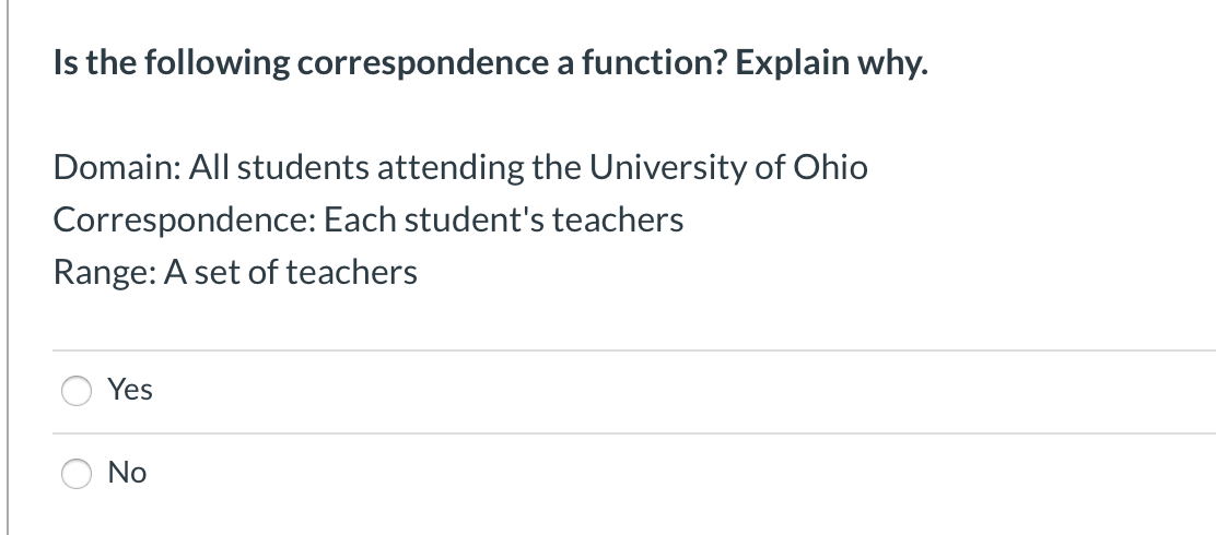 Solved Is the following correspondence a function? Explain | Chegg.com