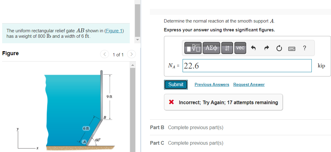 Solved Determine the normal reaction at the smooth support | Chegg.com