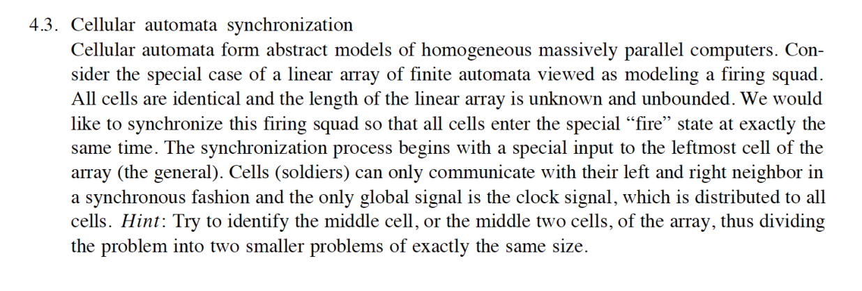 Solved 4.3. Cellular automata synchronization Cellular | Chegg.com