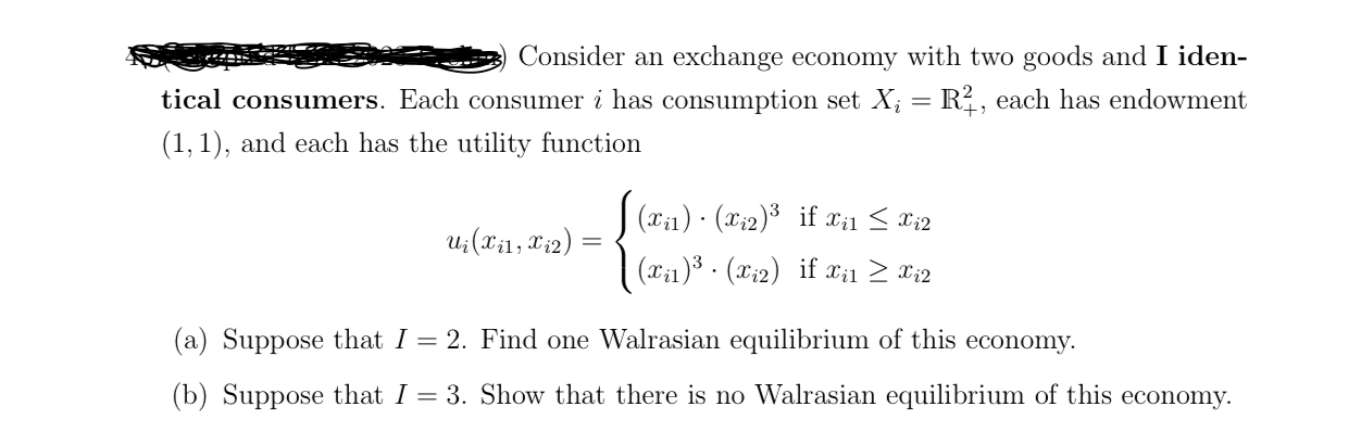 Solved Consider an exchange economy with two goods and I | Chegg.com