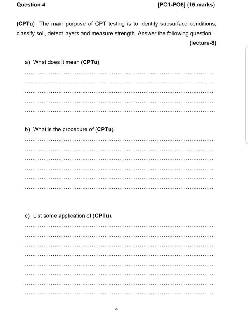 Solved Question 4 [PO1-P05] (15 marks) (CPT) The main | Chegg.com