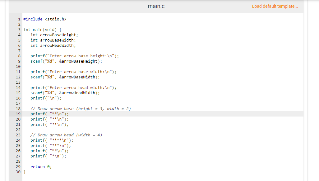 Solved This program outputs a downwards facing arrow | Chegg.com Solved This program outputs a downwards facing arrow | Chegg.com