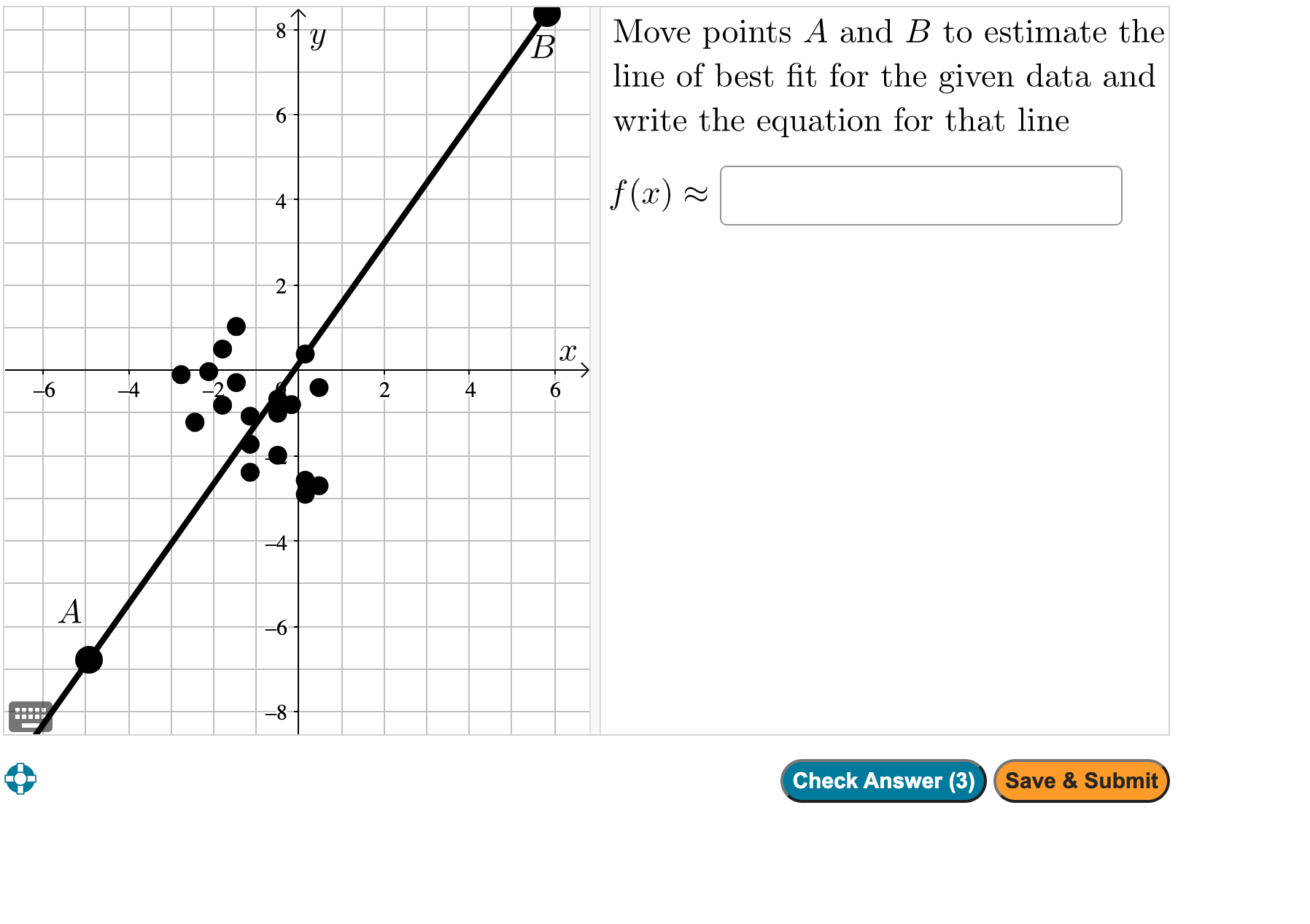 Solved Move points A and B to estimate the line of best fit | Chegg.com