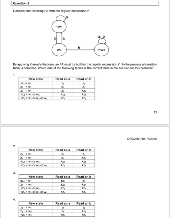 Solved Question 1 Kleene's theorem should be used to find a | Chegg.com