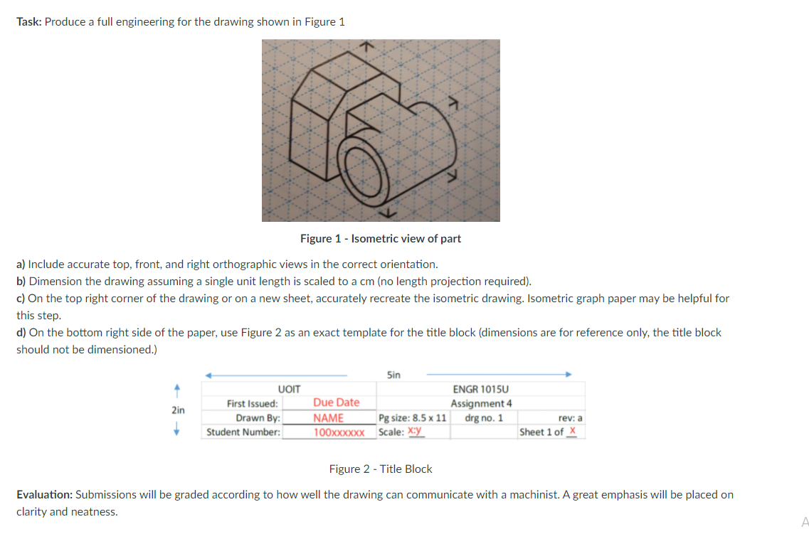 Solved Task: Produce a full engineering for the drawing | Chegg.com