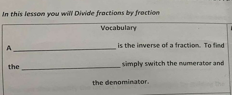 Solved In this lesson you will Divide fractions by fraction | Chegg.com