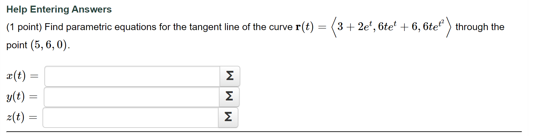 Solved Help Entering Answers(1 ﻿point) ﻿Find parametric | Chegg.com
