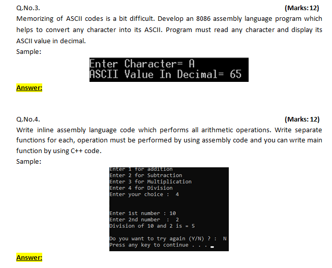 Solved Q.No.3 (Marks:12) Memorizing of ASCII codes is a bit | Chegg.com Solved Q.No.3 (Marks:12) Memorizing of ASCII codes is a bit | Chegg.com