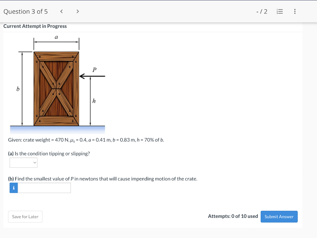 Solved Current Attempt in Progress Given: crate weight =470 | Chegg.com