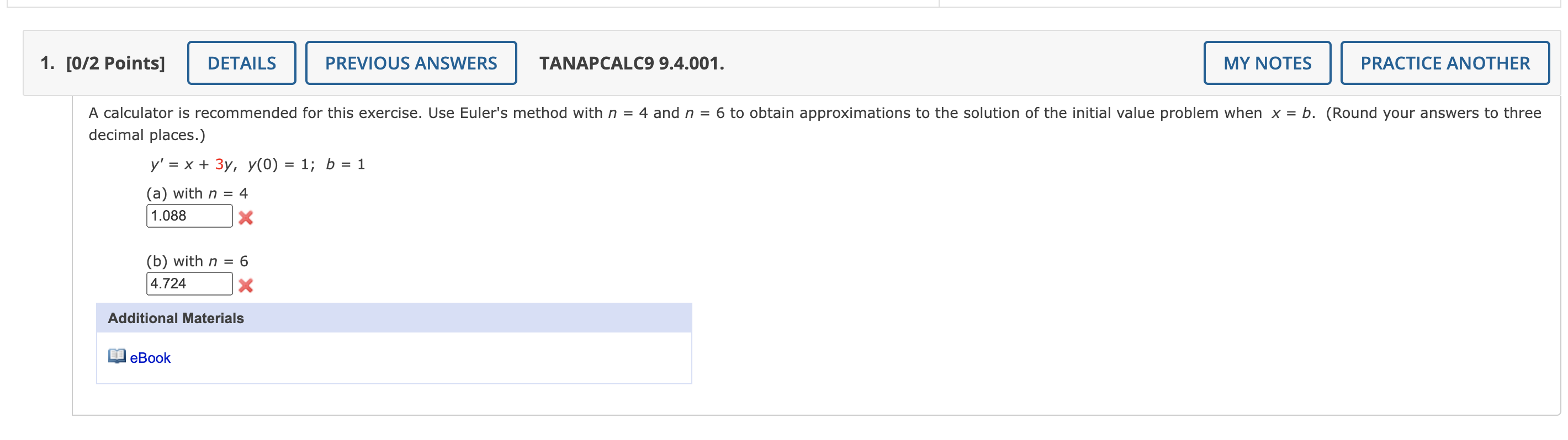 Solved 1. [0/2 Points] DETAILS PREVIOUS ANSWERS TANAPCALC9 | Chegg.com