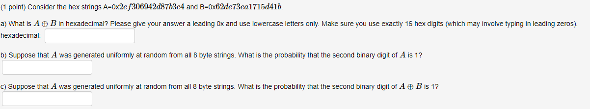 1 point) Consider the hex strings | Chegg.com