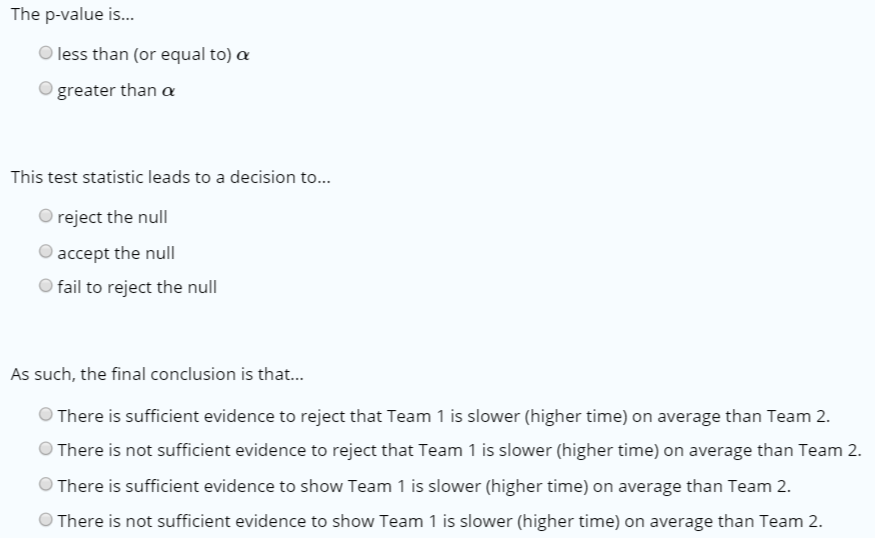 Solved Two teams are comparing the speed of their runners. | Chegg.com