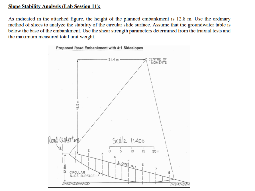 Slope Stability Analysis (Lab Session 11): As | Chegg.com