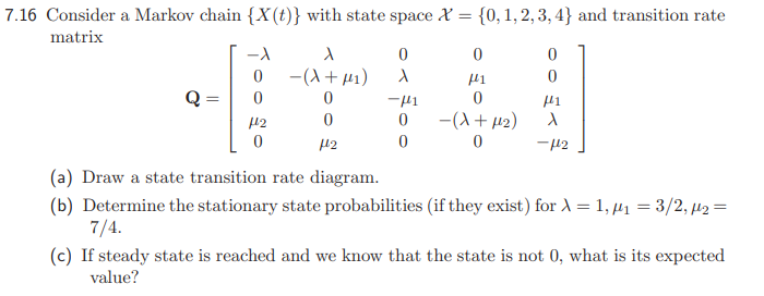 Solved 16 Consider a Markov chain {X(t)} with state space | Chegg.com