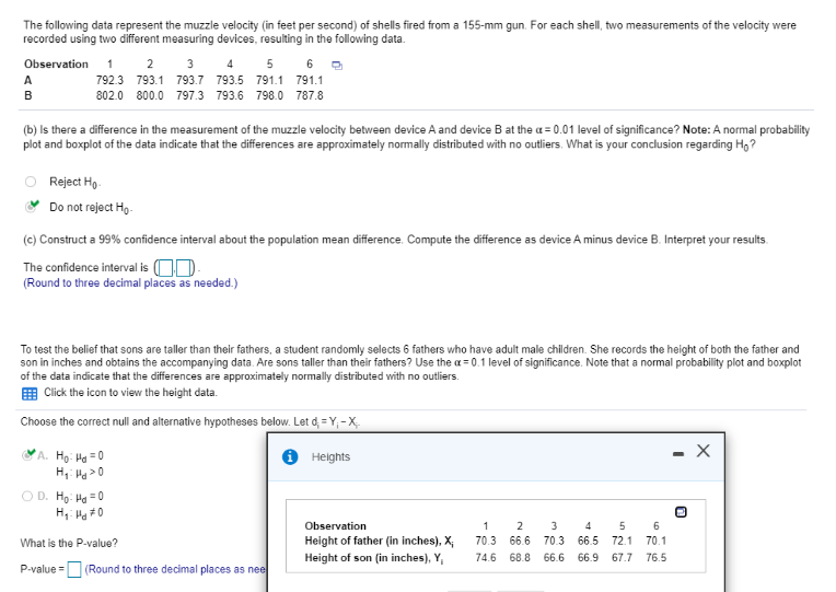 Solved The following data represent the muzzle velocity (in | Chegg.com