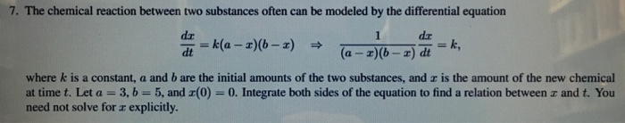 Solved The chemical reaction between two substances often | Chegg.com