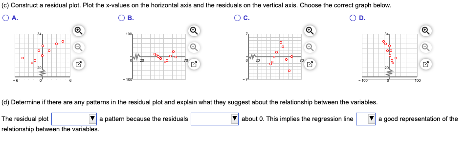 (c) Construct a residual plot. Plot the x-values on | Chegg.com