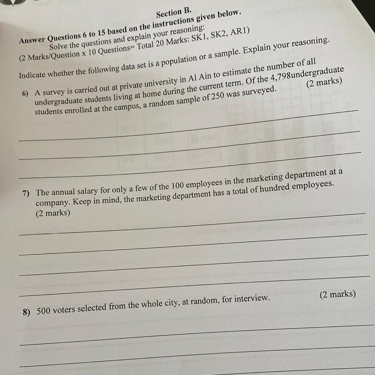 Solved Section B. Answer Questions 6 to 15 based on the | Chegg.com
