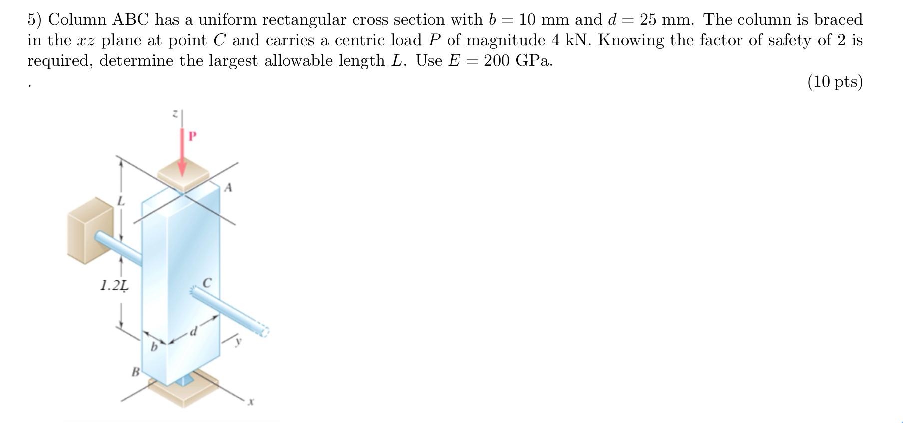 Solved 5) Column ABC has a uniform rectangular cross section | Chegg.com