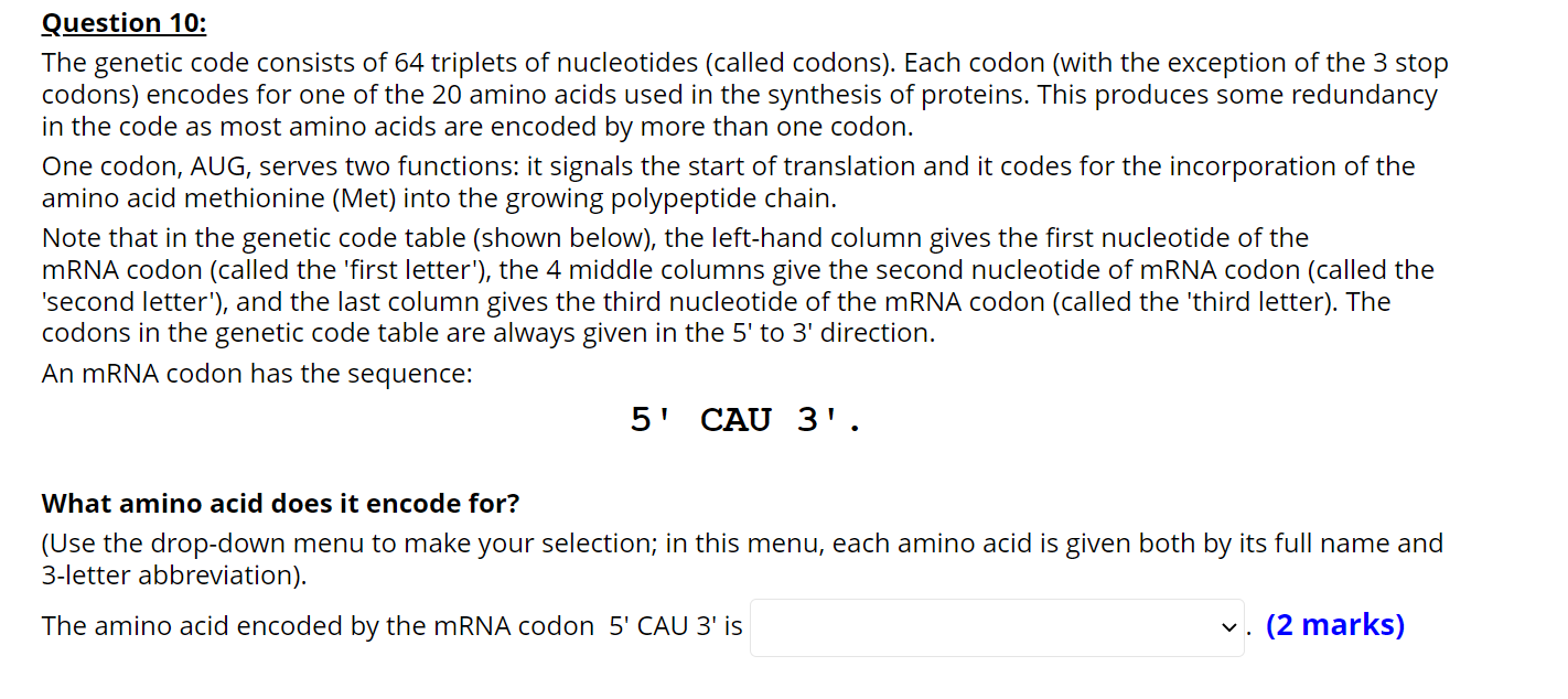Solved Question 10: The genetic code consists of 64 triplets | Chegg.com