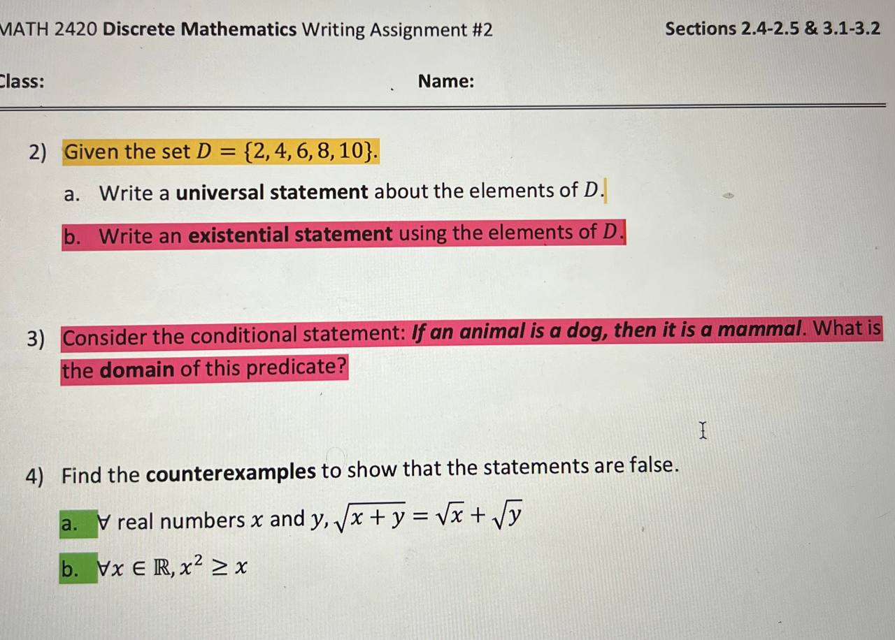 Solved AATH 2420 Discrete Mathematics Writing Assignment \#2 | Chegg.com