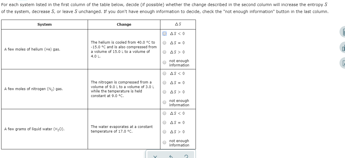 Solved For each system listed in the first column of the | Chegg.com