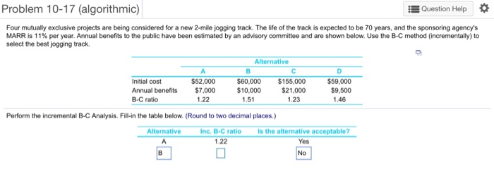 Solved Problem 10-17 (algorithmic) Question Help Four | Chegg.com