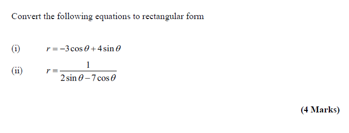 Solved Convert the following equations to rectangular form | Chegg.com