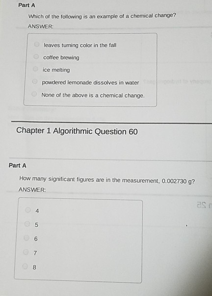 Solved Part A Which of the following is an example of a | Chegg.com