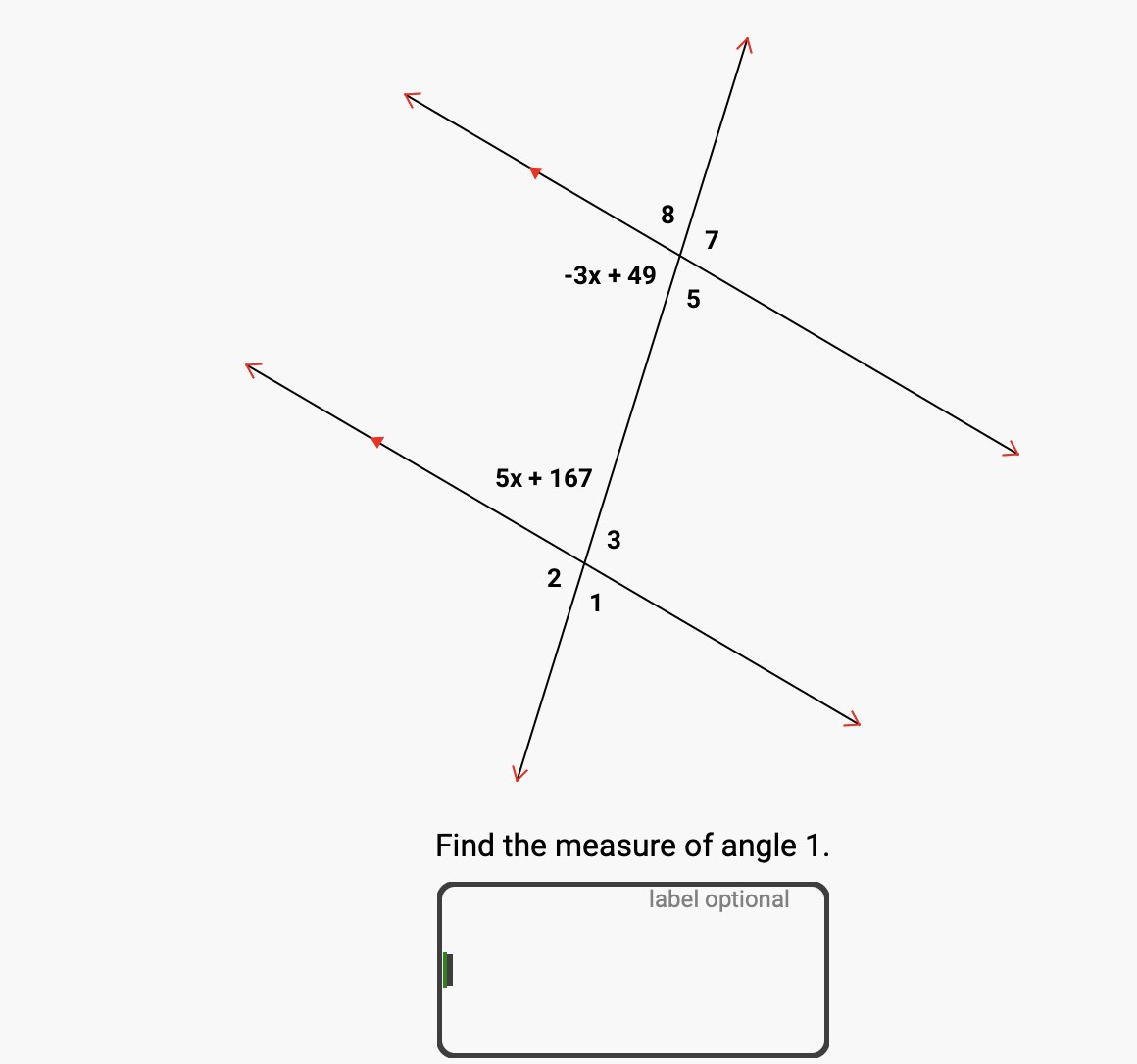 Solved Find the measure of angle 1 . | Chegg.com