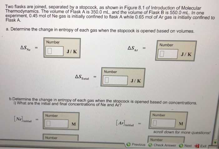 Solved Two flasks are joined, separated by a stopcock, as | Chegg.com