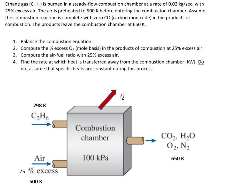 Solved Ethane gas (C2H6) is burned in a steady-flow | Chegg.com